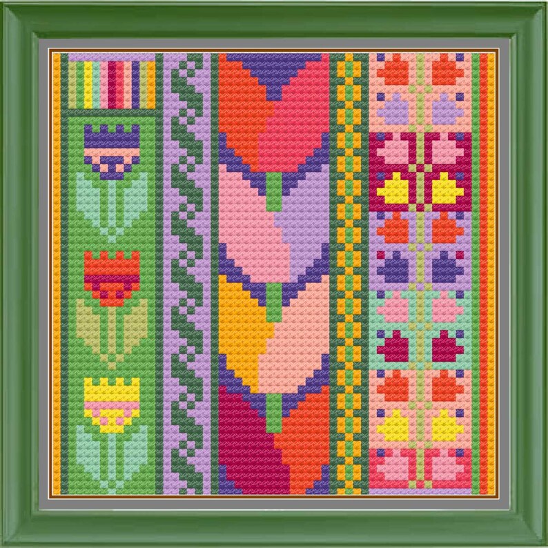 Cross Stitch Pattern, Tulip, Dutch, Retro, Folklore, Colour, Embroidery ...