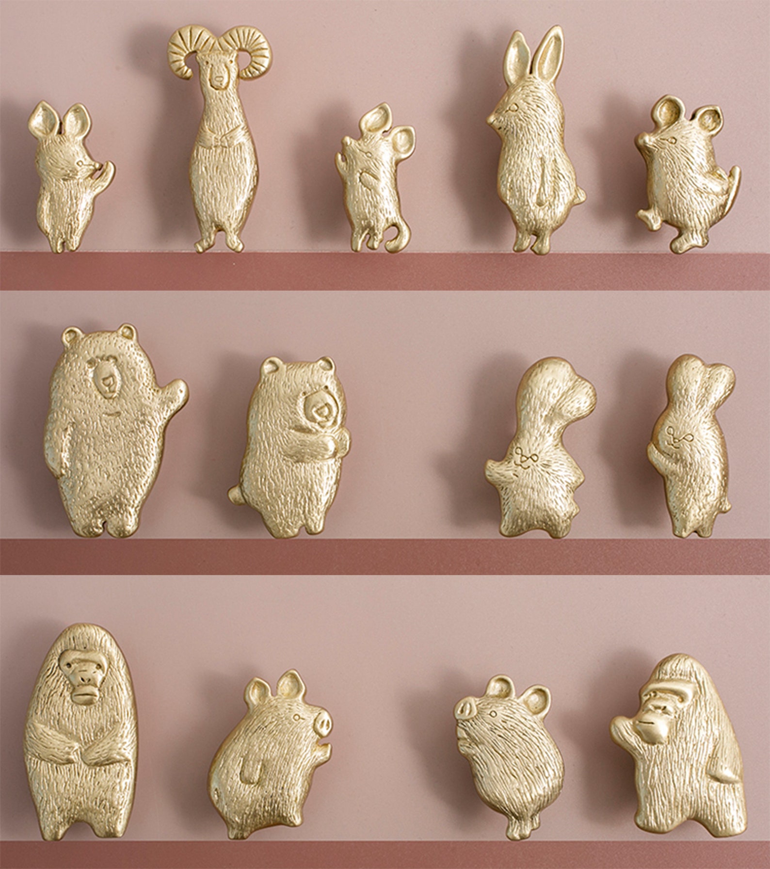 Animal Brass Knob Drawer Handle Cabinet Single Hole Gorilla - Etsy