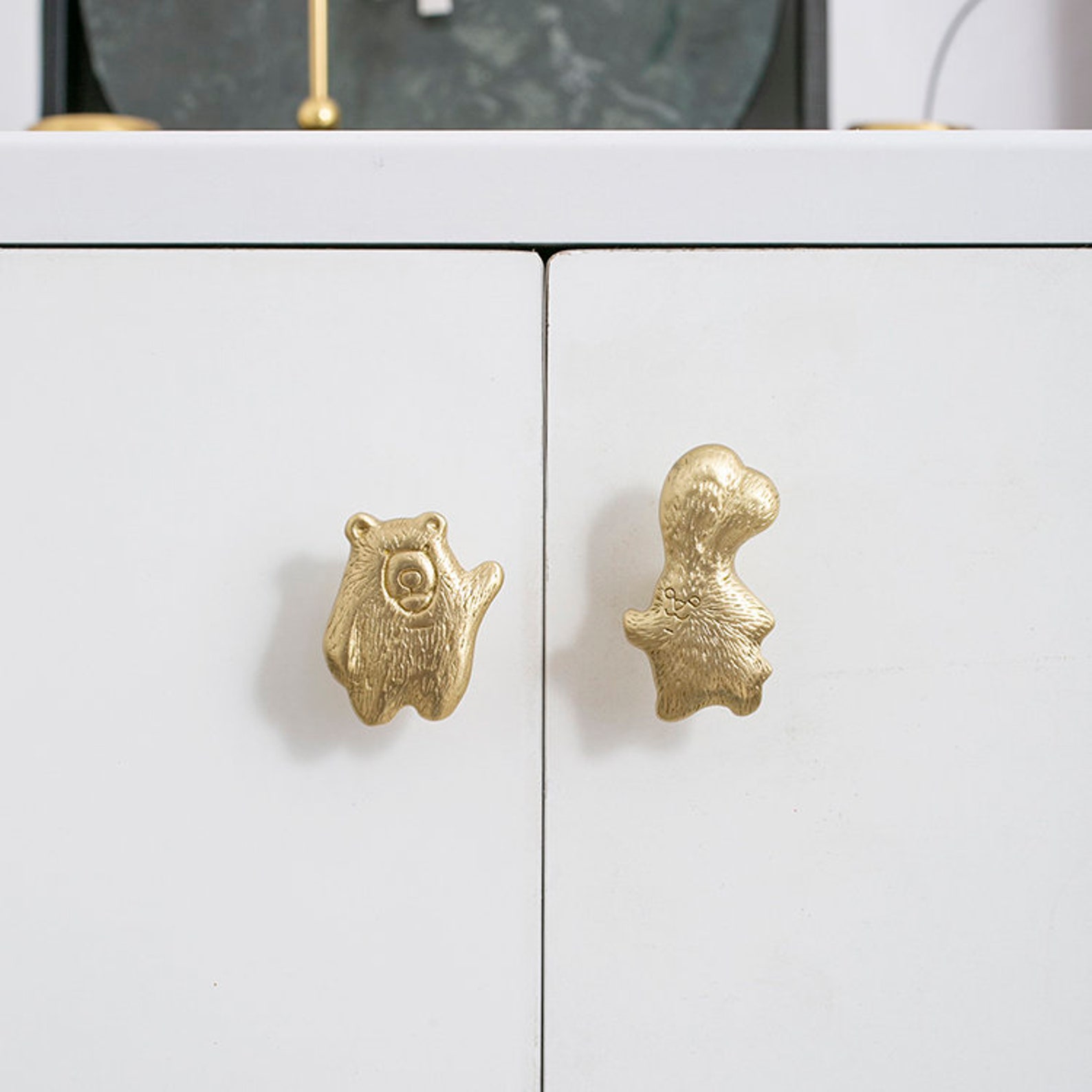 Animal Brass Knob Drawer Handle Cabinet Single Hole Gorilla - Etsy