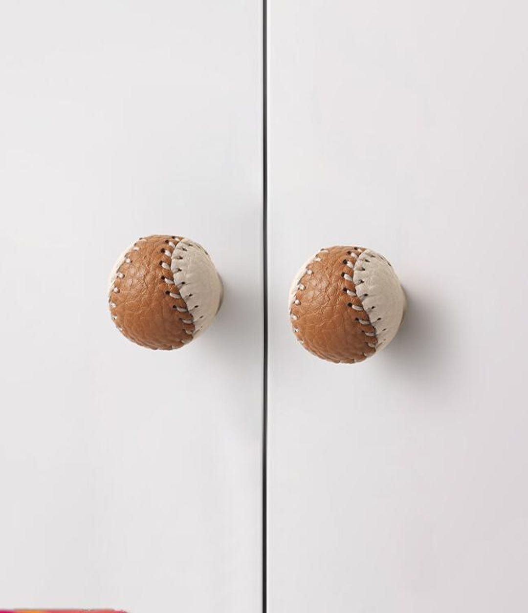 Baseball Leather Knob Furniture Drawer Single Hole Cabinet Knob Cabinet ...