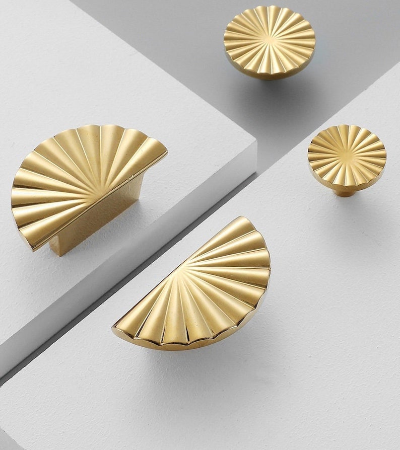 Semicircle Cabinet Pull Sunflowers Brass Knob Furniture Drawer - Etsy