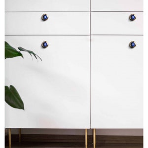 Brass & Natural Jade Knob Furniture Hardware Pull Drawer Knob Kitchen ...