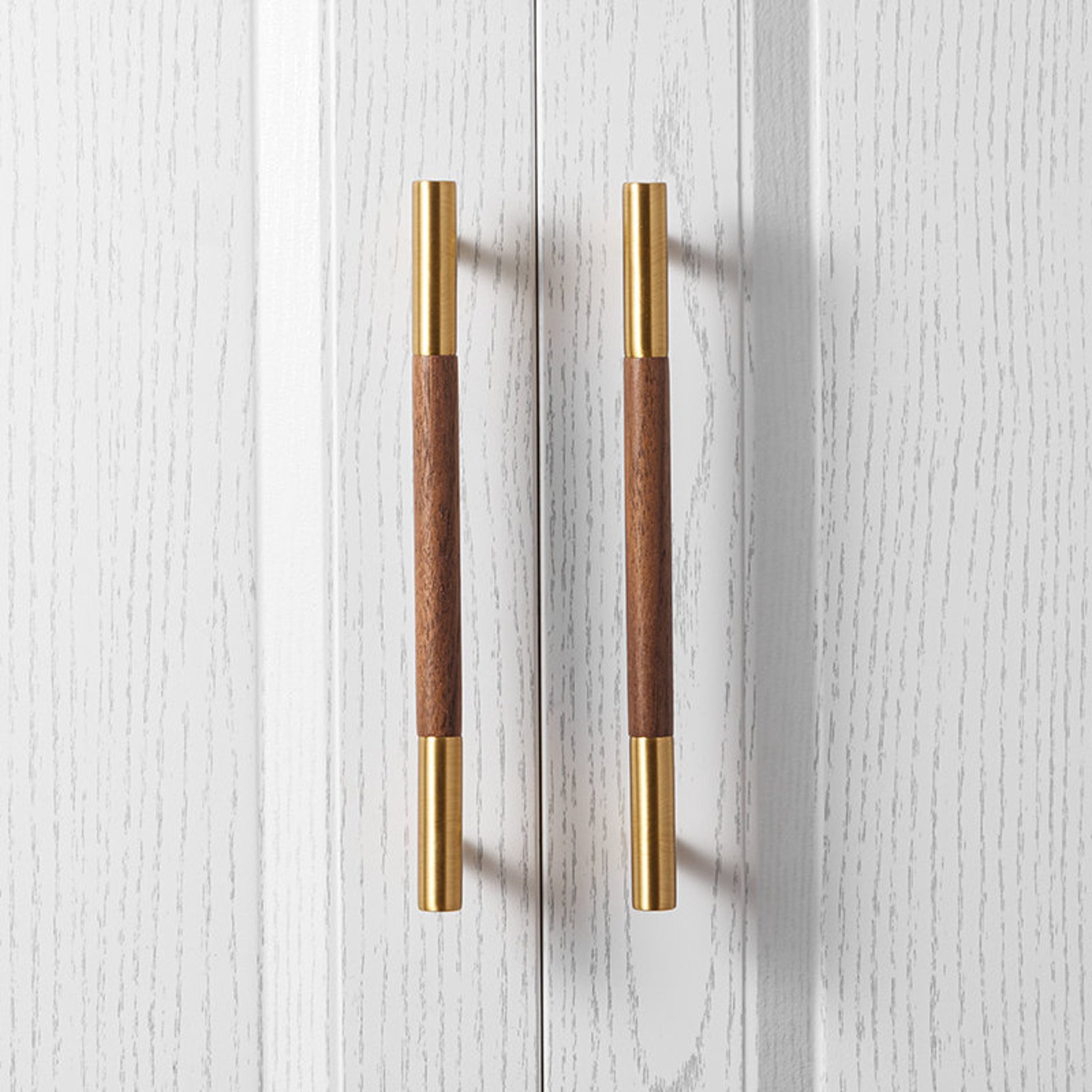 Brass and Walnut Handle Drawer Pulls Cabinet Handle Closet - Etsy
