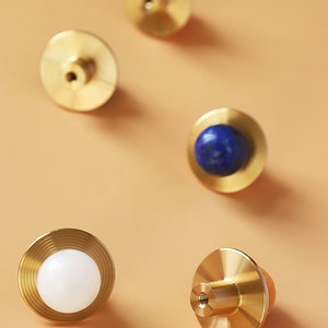 Brass & Natural Jade Knob Furniture Hardware Pull Drawer Knob Kitchen ...