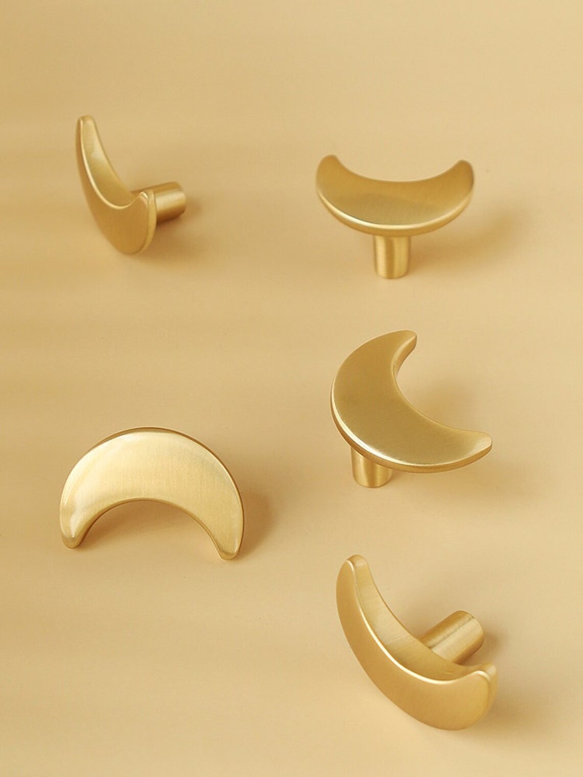 Brass Moon Knob Moon Golden Pull Wardrobe Drawer Knob Kitchen - Etsy