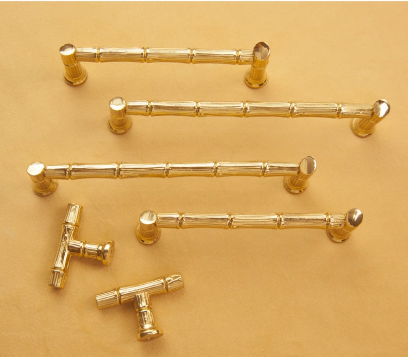 Bamboo Brass Knob Furniture Cabinet Gold Handle Closet Door - Etsy