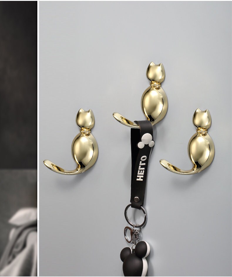 Black Cat Hookbag Coat Hook gold Cat Hook hat Hook clothes - Etsy