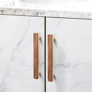 Walnut Wood Handle Closet Door Pull Walnut Drawer Single Hole Knob ...