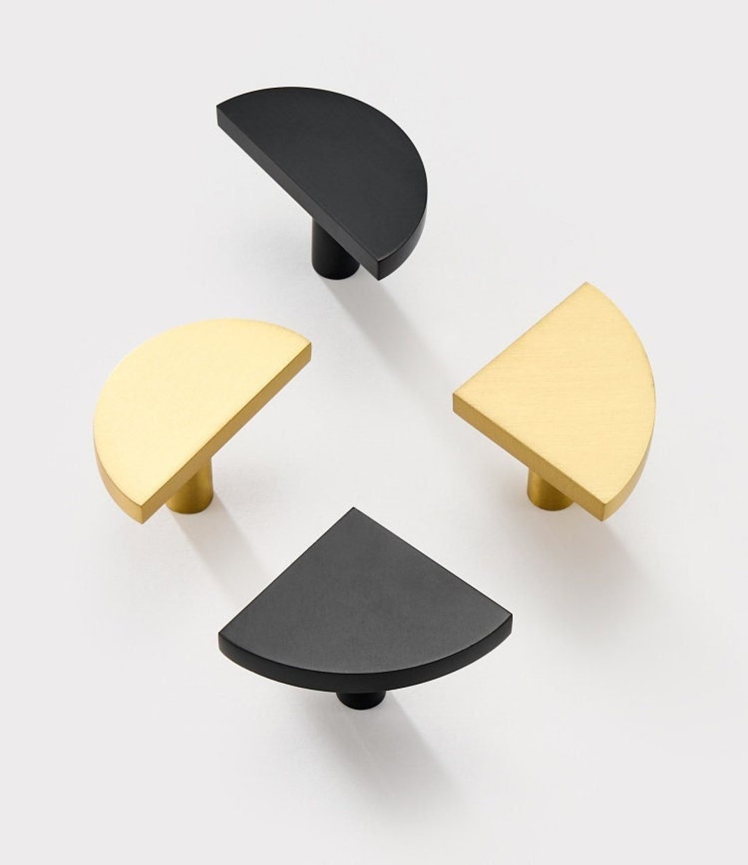 The Geometric Knob Brass Single Hole Fan Knob Closet Door Pull Half ...