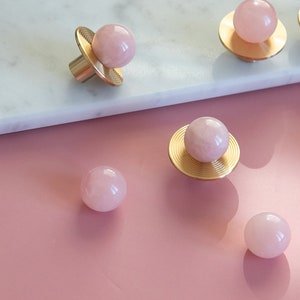 Brass & Natural Jade Knob Furniture Hardware Pull Drawer Knob Kitchen ...