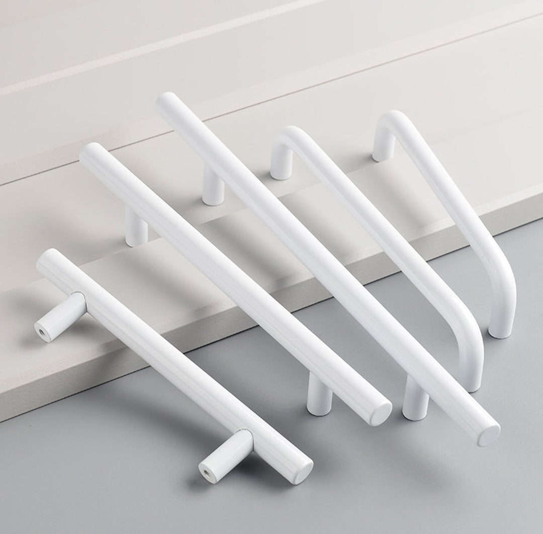 Furniture White Pull Wardrobe Handle Closet Cabinet Curved Style Handle ...