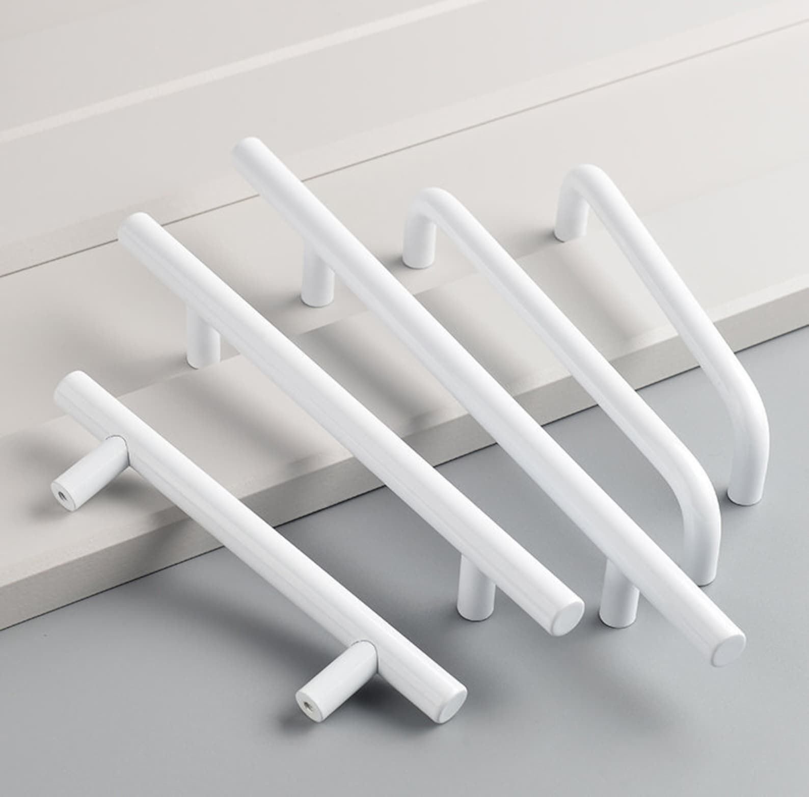 Furniture White Pull Wardrobe Handle Closet Cabinet Curved Style Handle ...
