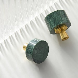Marble and Brass Knob Furniture Cabinet Dark Green Pull Closet Drawer White Handle Wardrobe Door ...