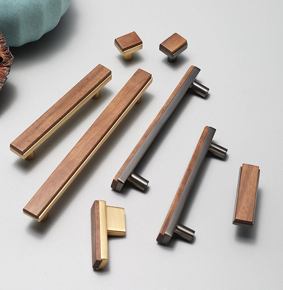 Walnut Wood Handle Closet Door Pull Walnut Drawer Single Hole - Etsy