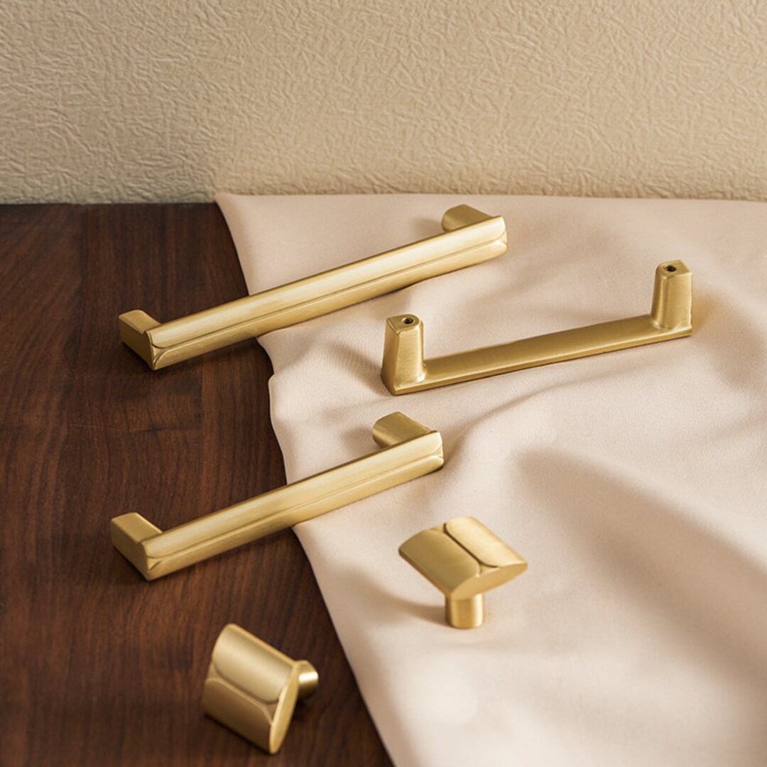 Brass Handle Furniture Wardrobe Handle Cabinet Pulls Drawer Knob Closet ...