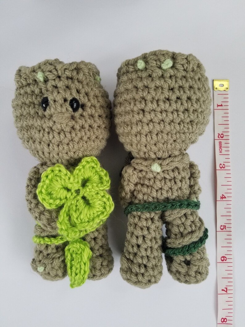 Baby Groot Inspired Crochet Plushie With Clover Bookmarks - Etsy