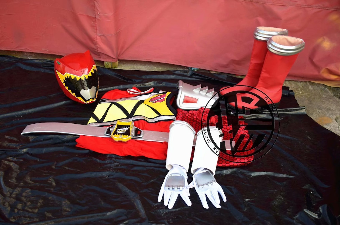 Dino Charge Red Ranger Tyler Navarro Full Set Cosplay Costume Custom ...