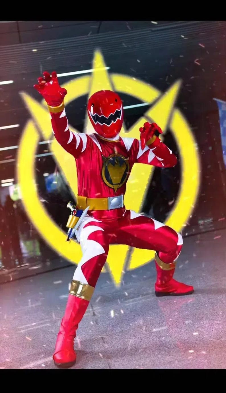 Power Rangers: Dino Thunder Red Dino Ranger Full Set Cosplay Costume ...