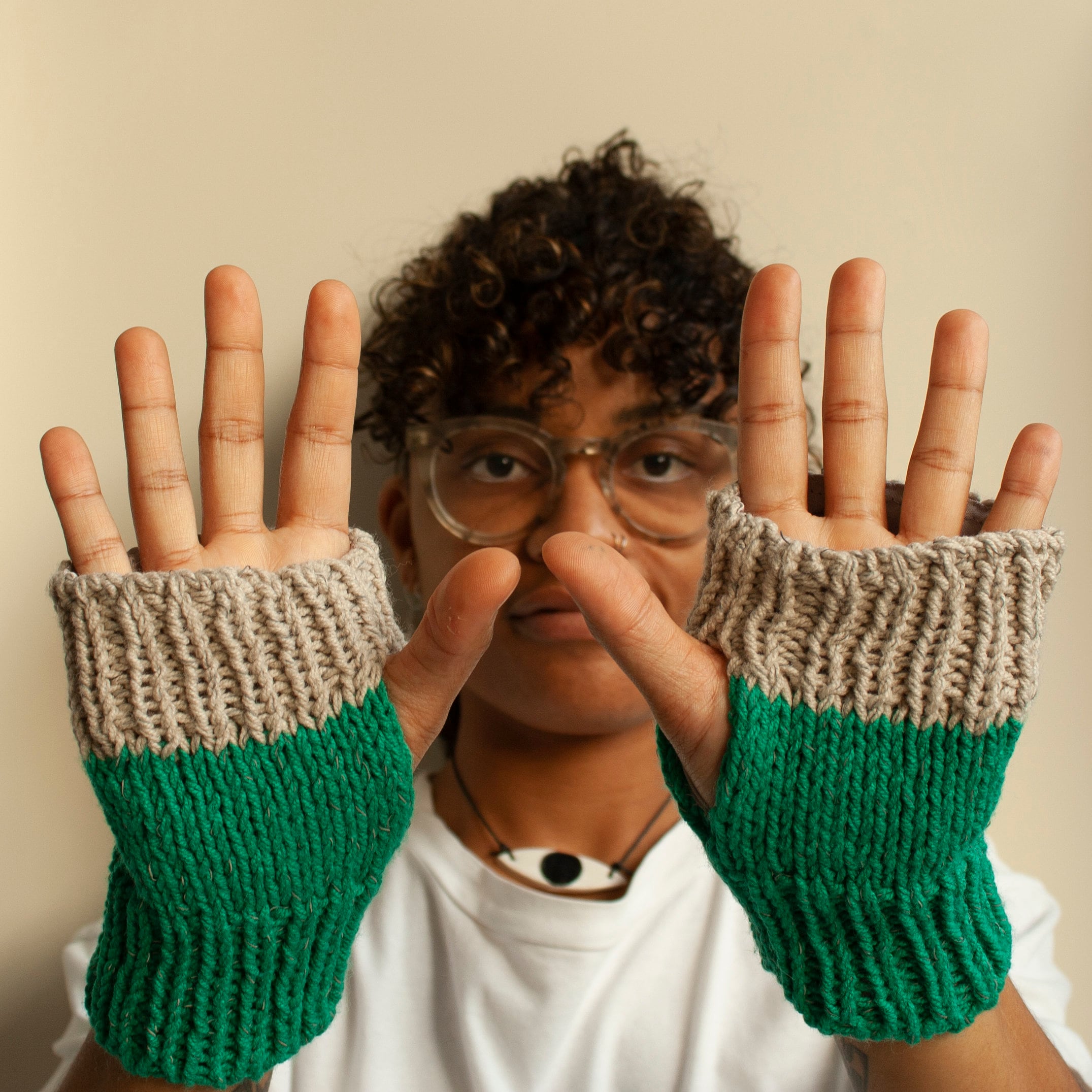 Unisex Adult Reflective Fingerless Mittens: Two-tone - Etsy UK