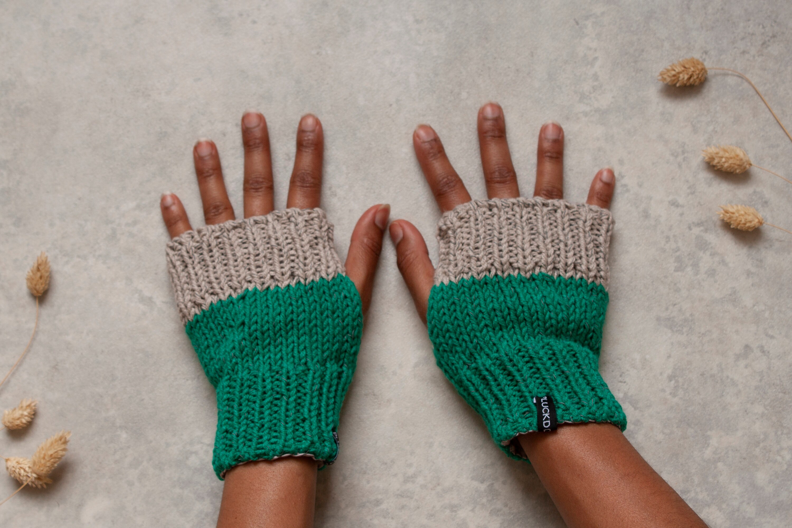 Unisex Adult Reflective Fingerless Mittens: Two-tone - Etsy UK