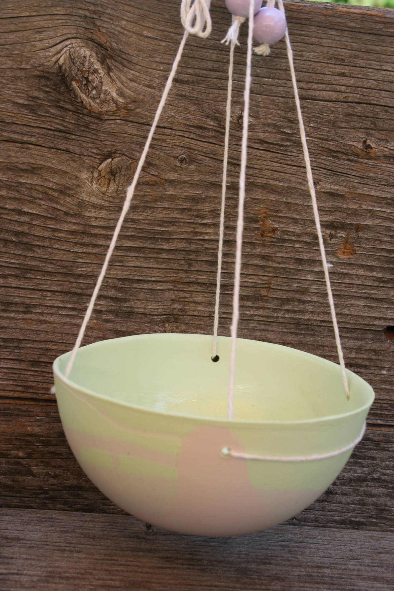 Hanging Bowl Natural/green/violet - Etsy UK