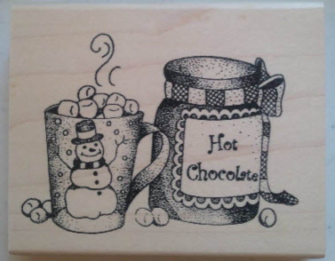 Snowman Hot Chocolate Rubber Stamp 131M03 - Etsy