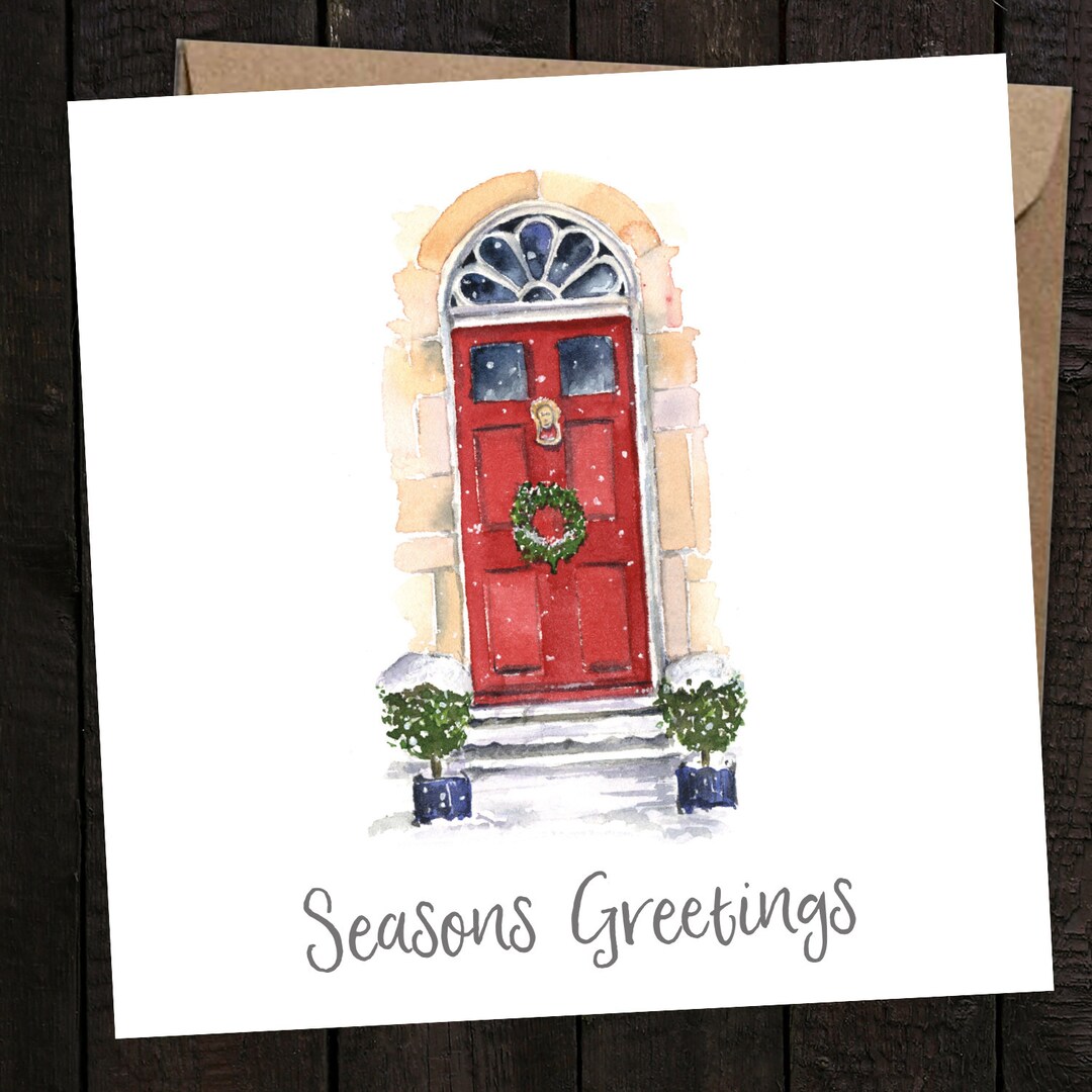 Christmas Door Gift Card Festive Door Watercolour Card - Etsy UK