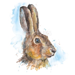 Hare Watercolour Print from watercolour painting Spring | Etsy