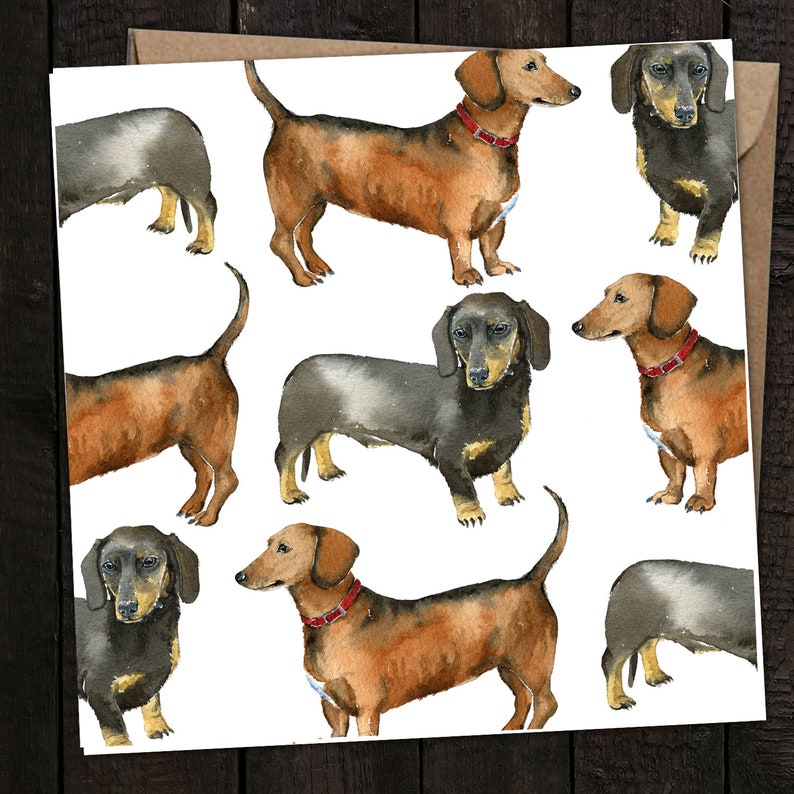 Sausage Dogs Sausage Dogs Card Dachshund Watercolour Card | Etsy