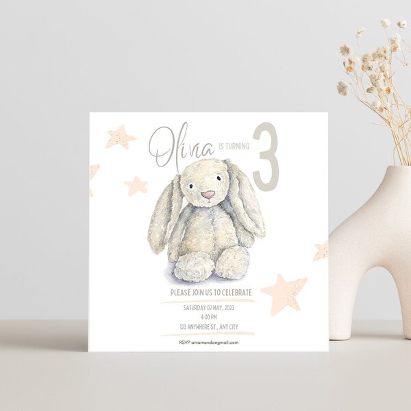 Bunny Invitation - Etsy
