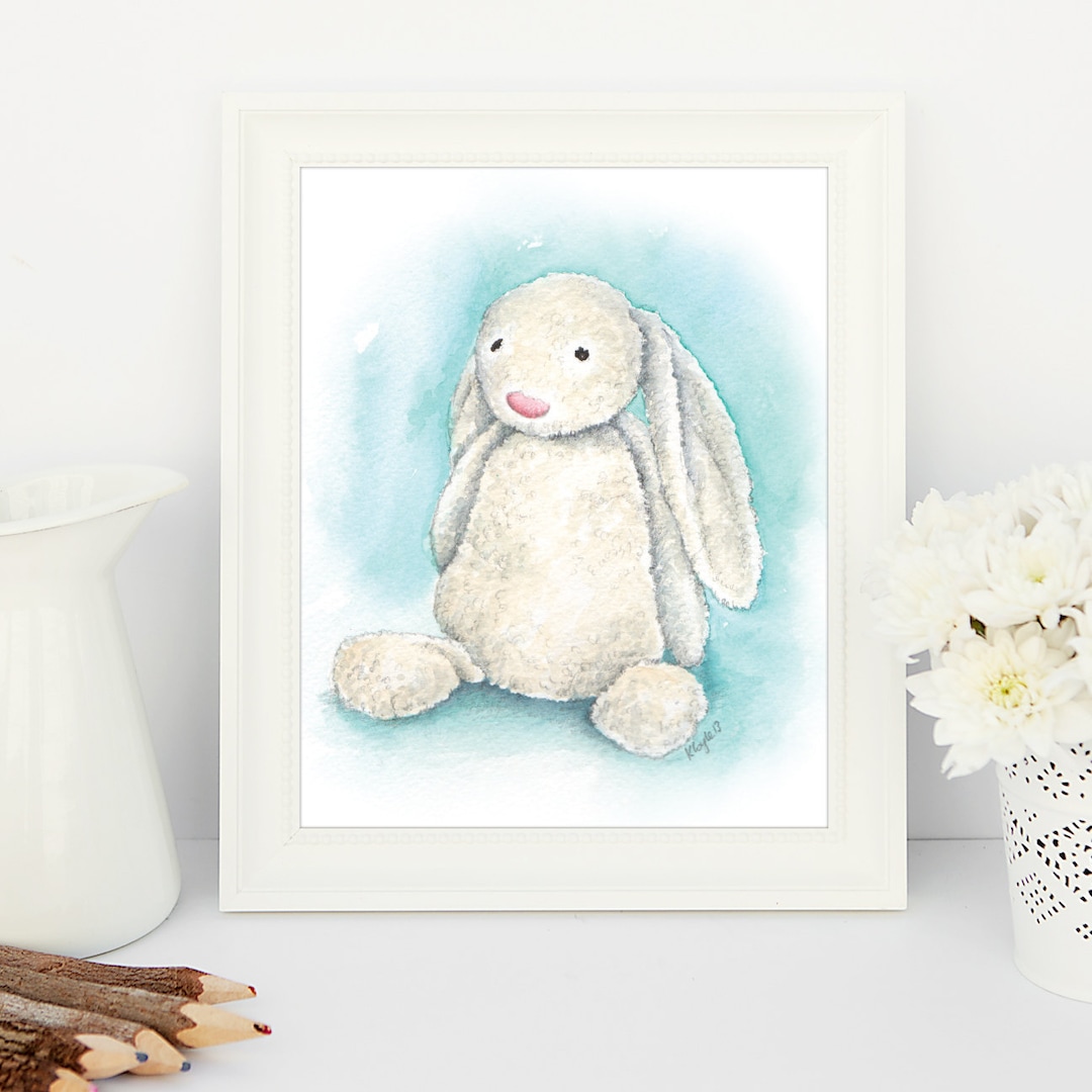 Jellycat Bashful Bunny Print From Original Watercolour un-mounted Wall ...