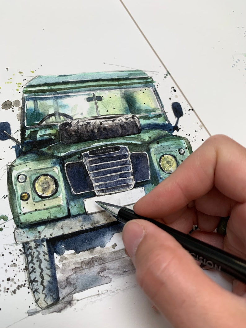 Land Rover Series III Watercolour Print. Personalise Land Rover ...
