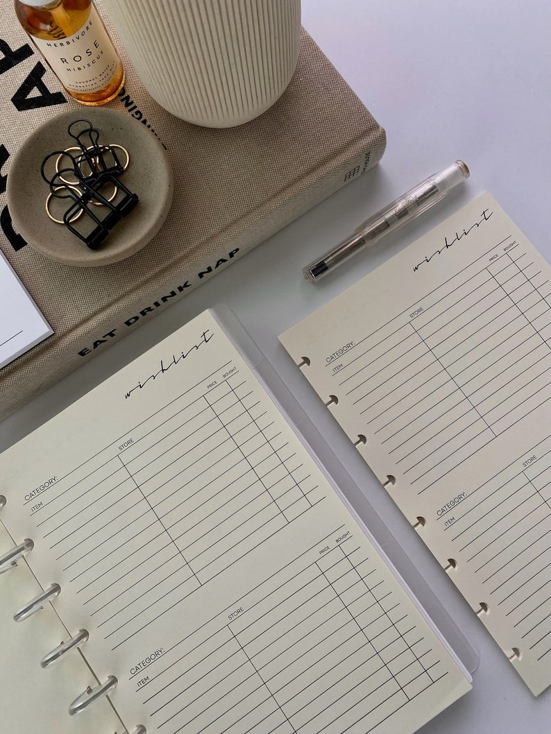 Wishlist Tracker Planner Inserts | Classic Font | Oat Paper - Etsy