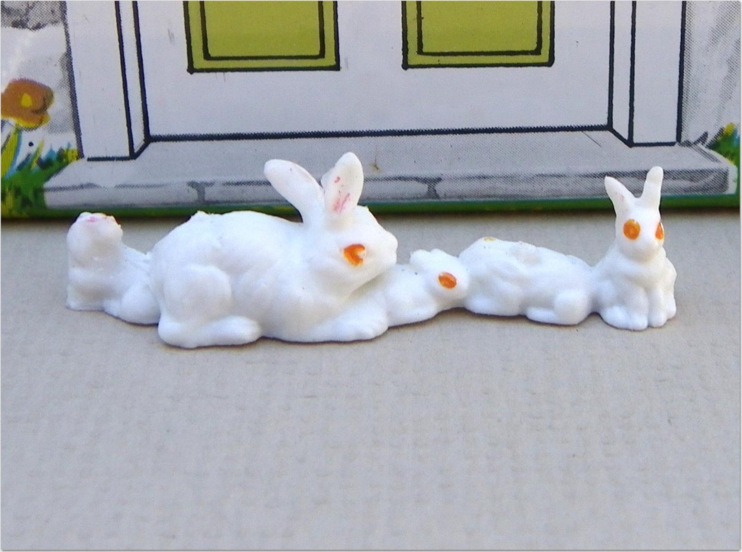 MINIATURE RABBITS, BUNNIES, 1970's, Double Facing, Plastic, Made in ...