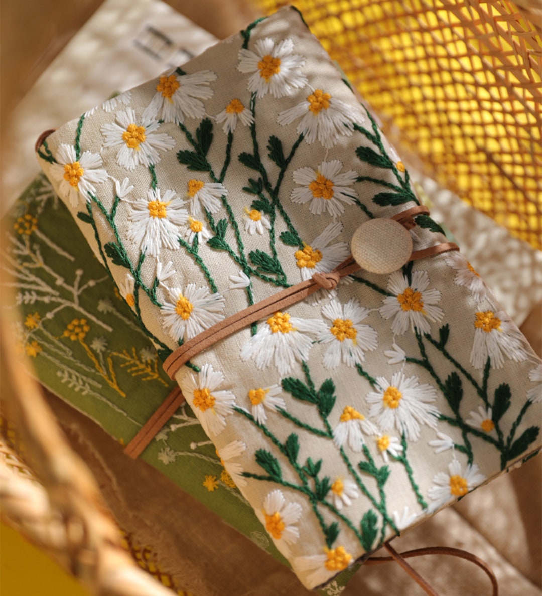 A6 Beige Embroidery Notebook, the Lined Green Diary, Gift for Kids ...