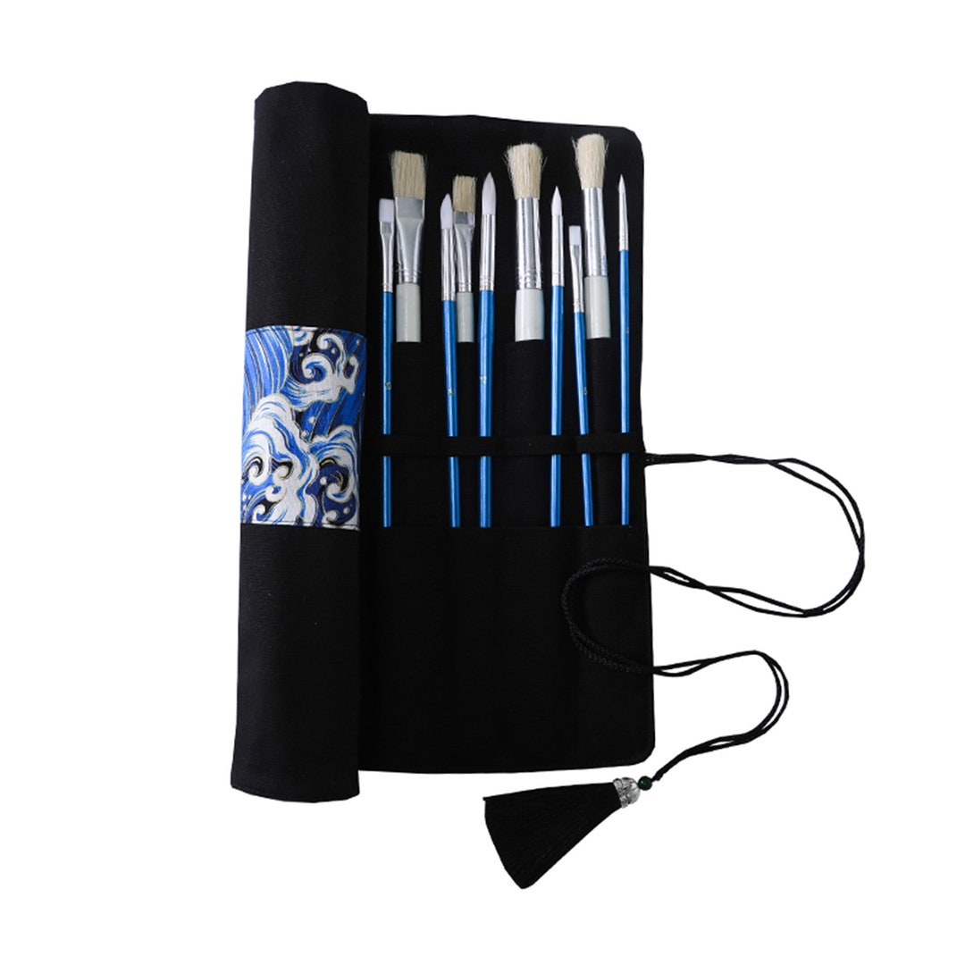 Watercolor Paint Big Wrap,black Paint Brush Pouch,artist Roll,brushes ...