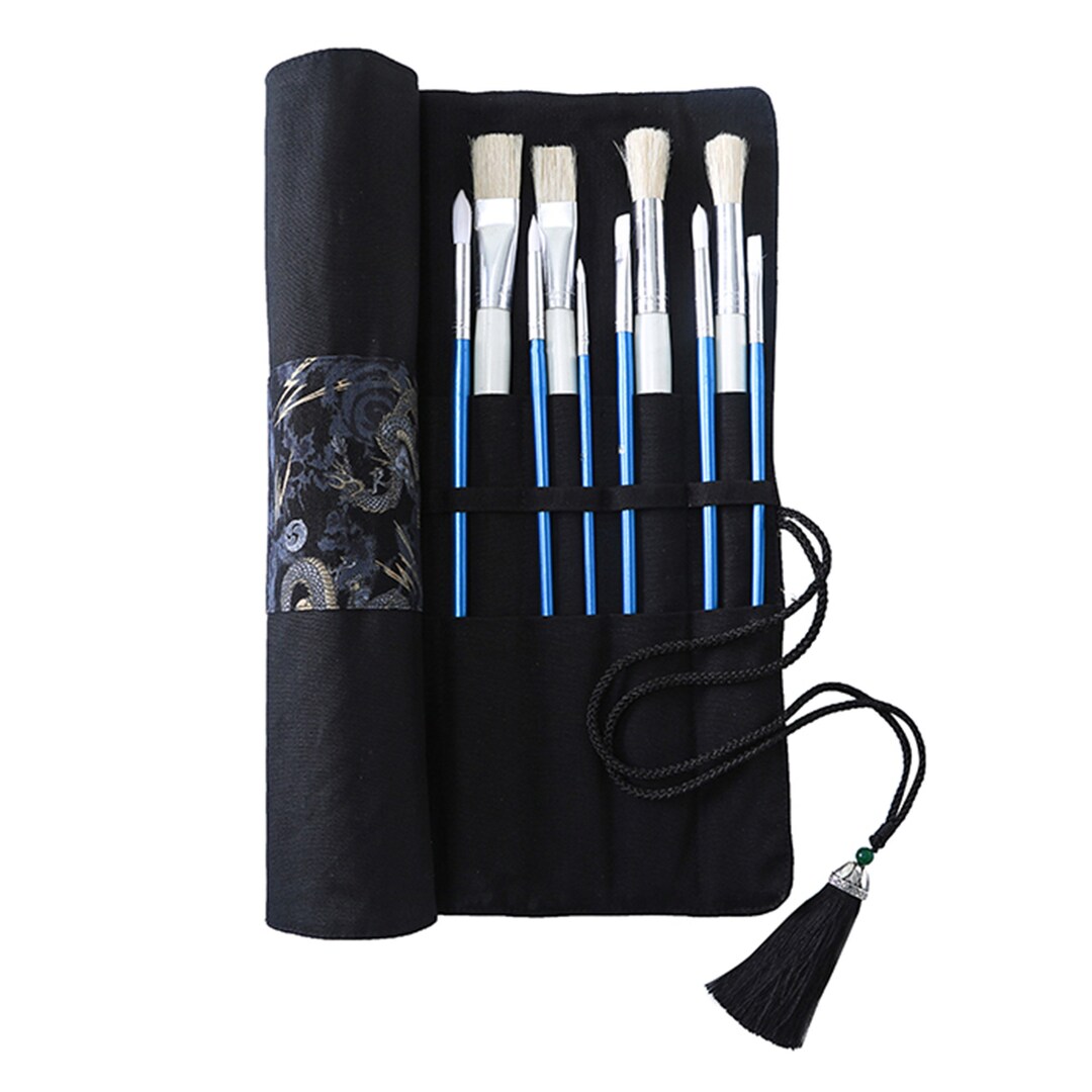 Dragon Paint Brush Big Pouch,artist Roll, Canvas Pencil Wrap, Brushes ...