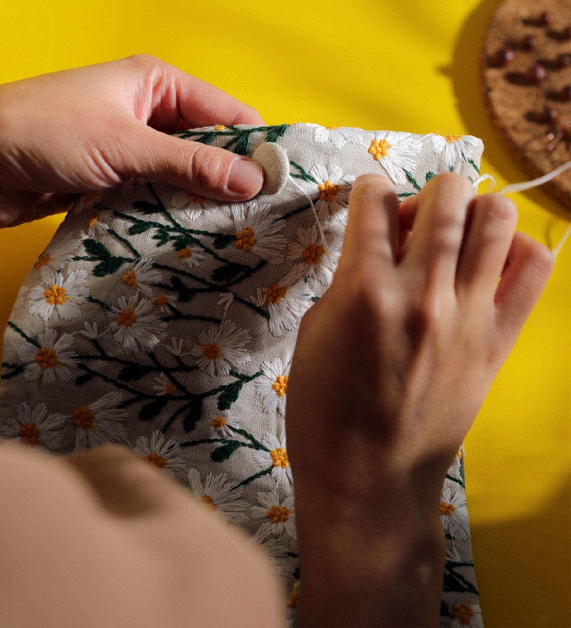 A6 Beige Embroidery Notebook the Lined Green Diary Gift for - Etsy