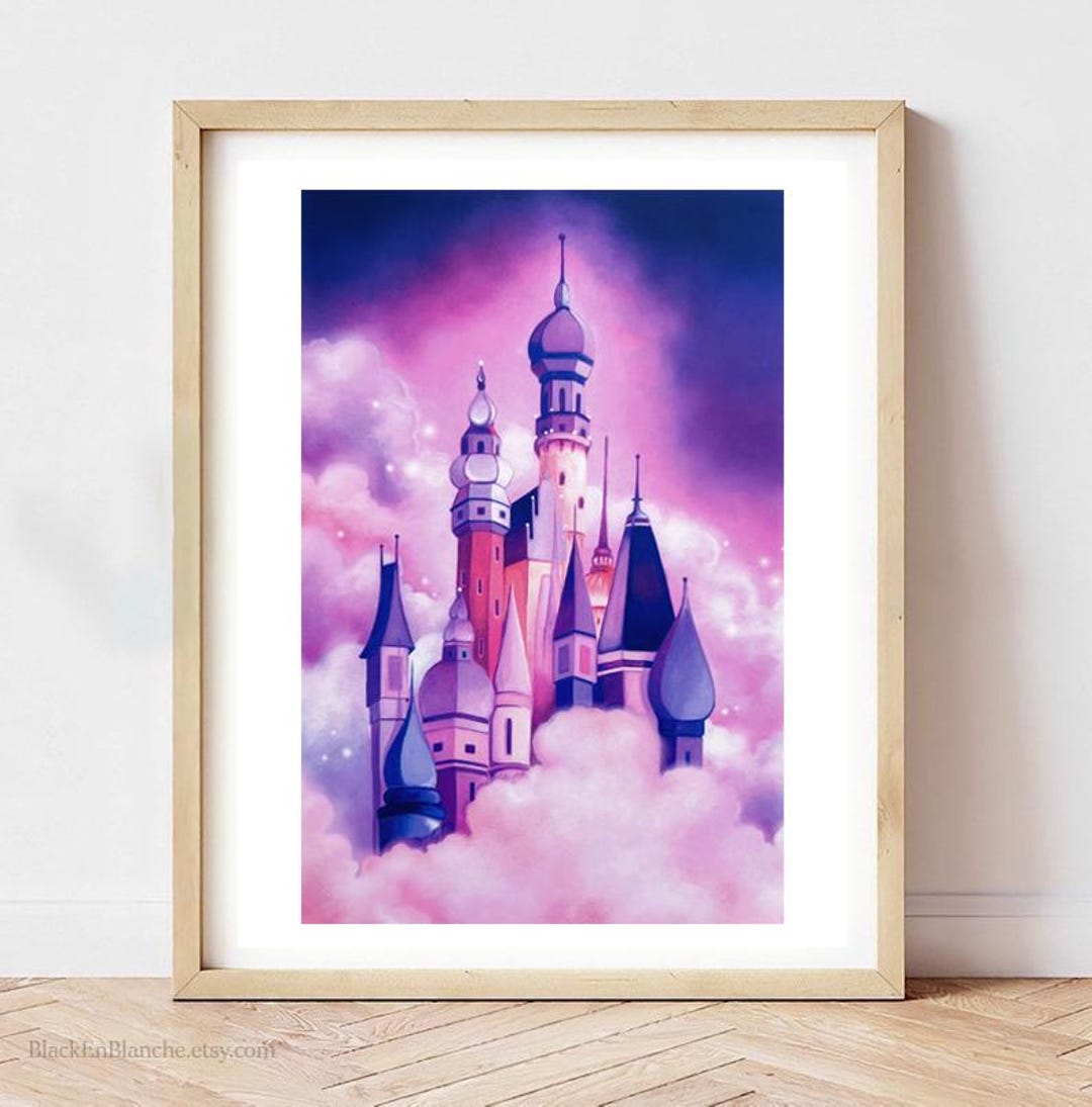 Holographic Rapunzel's Castle Above the Clouds Art Print, Corona Castle ...