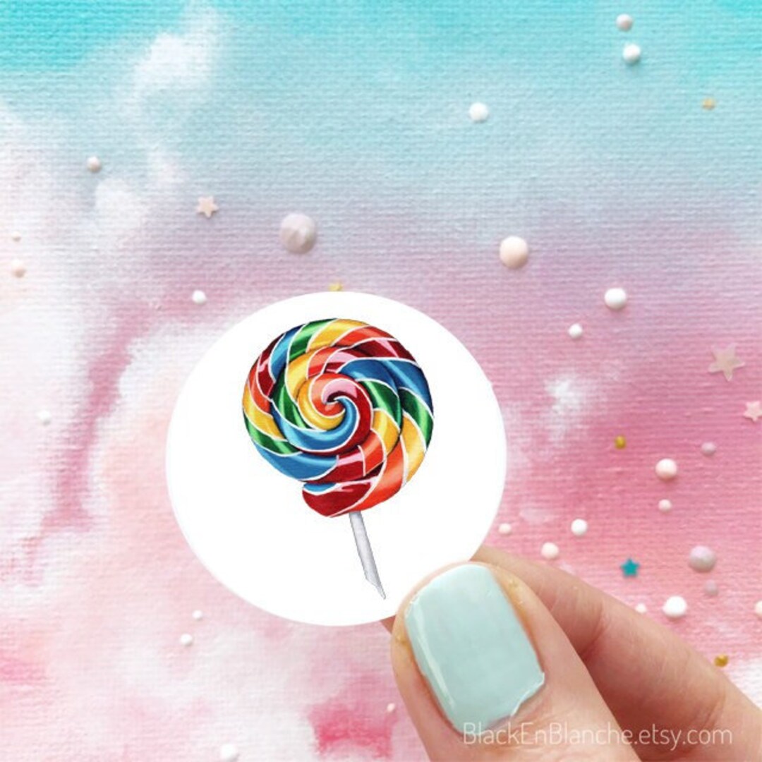 Rainbow Lollipop Glossy Vinyl Sticker, Candy Art Envelope Seal - Etsy