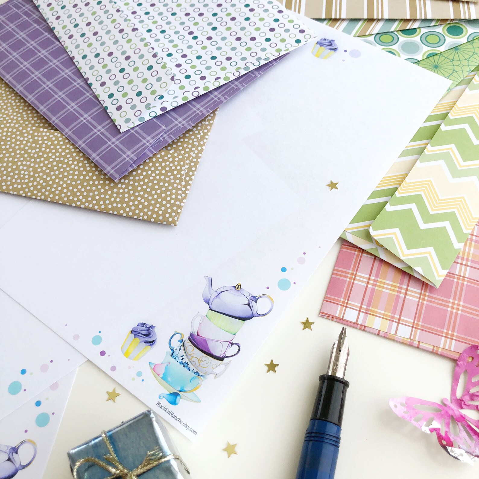 Printable Afternoon Tea Letter Writing Sheets, Writing Paper Set, Pen ...