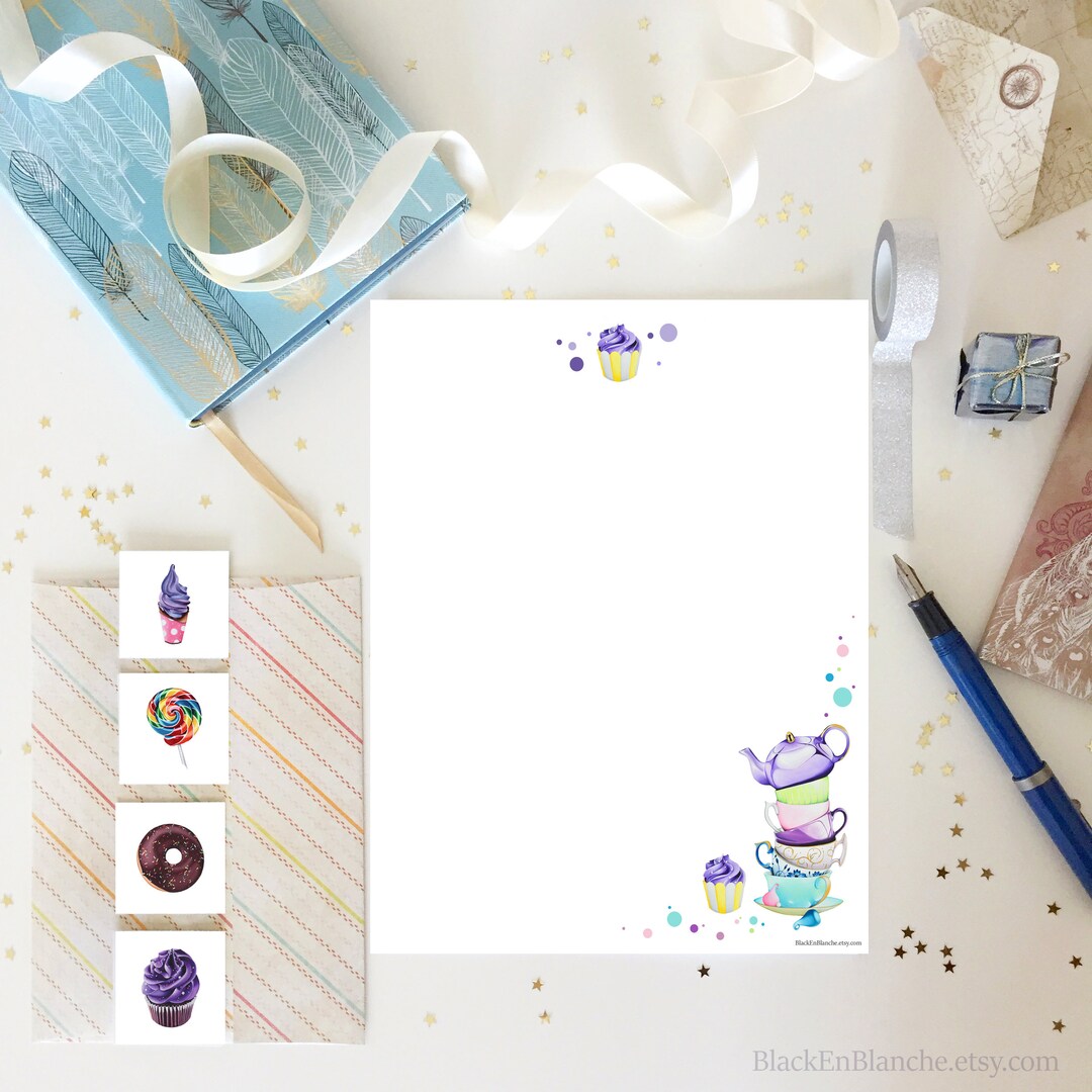 Printable Afternoon Tea Letter Writing Sheets, Writing Paper Set, Pen ...