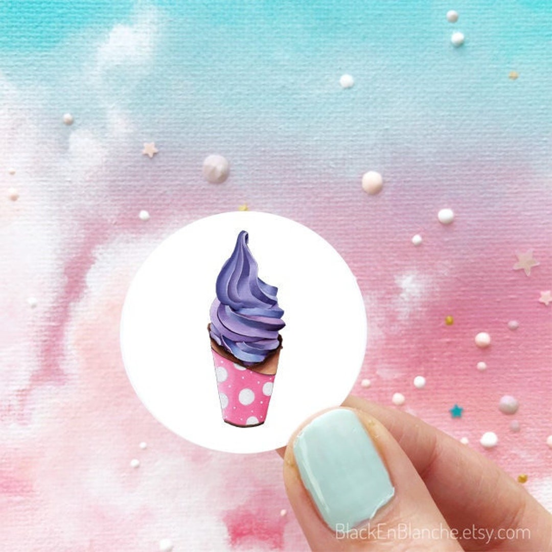 Purple Ice Cream Cone Sticker, Lavender Gelato Envelope Seal - Etsy