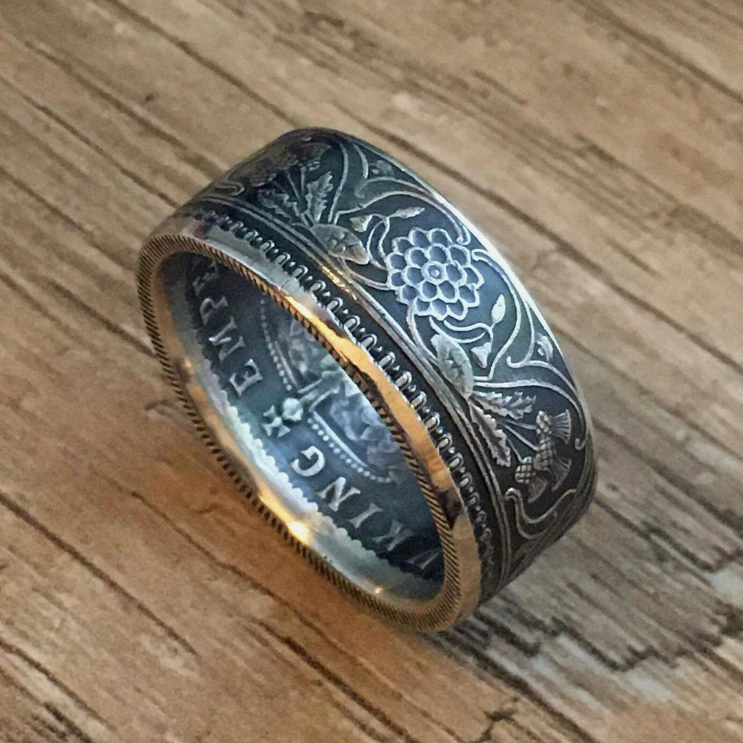 Handcrafted Coin Ring – Vintage British India Silver Rupee – 91.7% Silver – Custom Sizes 6–13 - Etsy