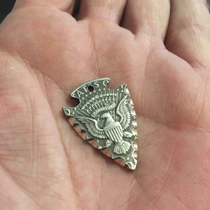 Hand Cut Coin Arrowhead Pendant With 18” Braided Leather Cord Necklace ...