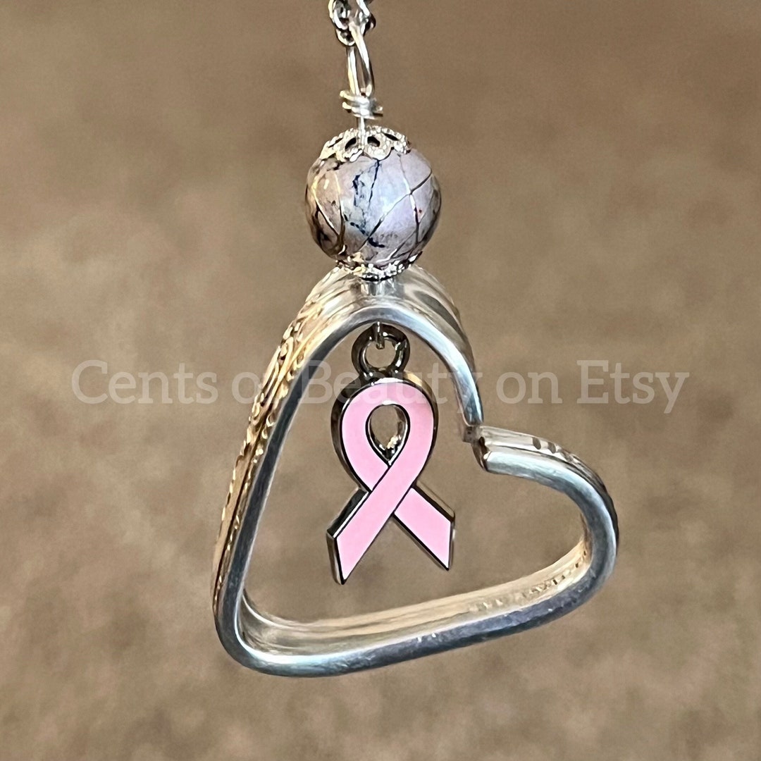Pink Ribbon Spoon Necklace: 1944 Vintage Silverware, Breast Cancer ...
