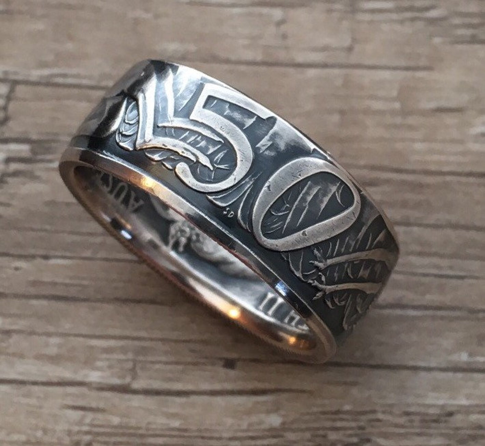 Coin Rings Handmade from 1966 Australian 50 Cents 80% Silver | Etsy