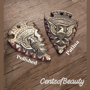 Hand Cut Coin Arrowhead Pendant With 18” Braided Leather Cord Necklace ...