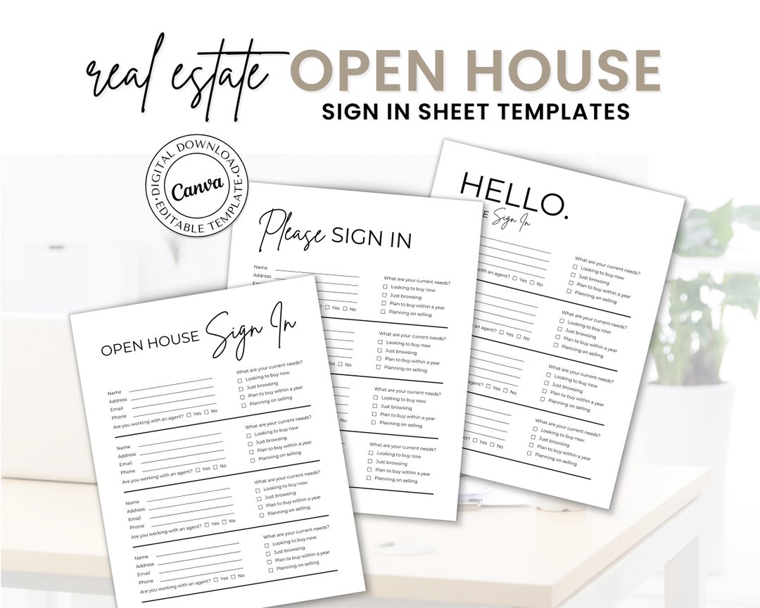Open House Sign in Sheet Templates, Realtor Sign up Sheet Printable ...