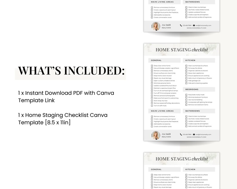 Home Staging Checklist, Realtor Home Seller Staging Checklist, Home ...